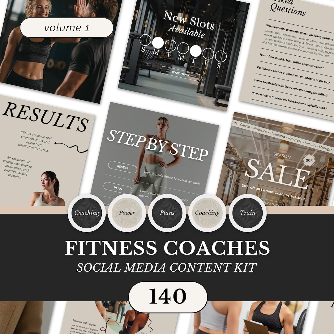 Fitness Coach Instagram Templates: Social Media Canva Kit (digital ...