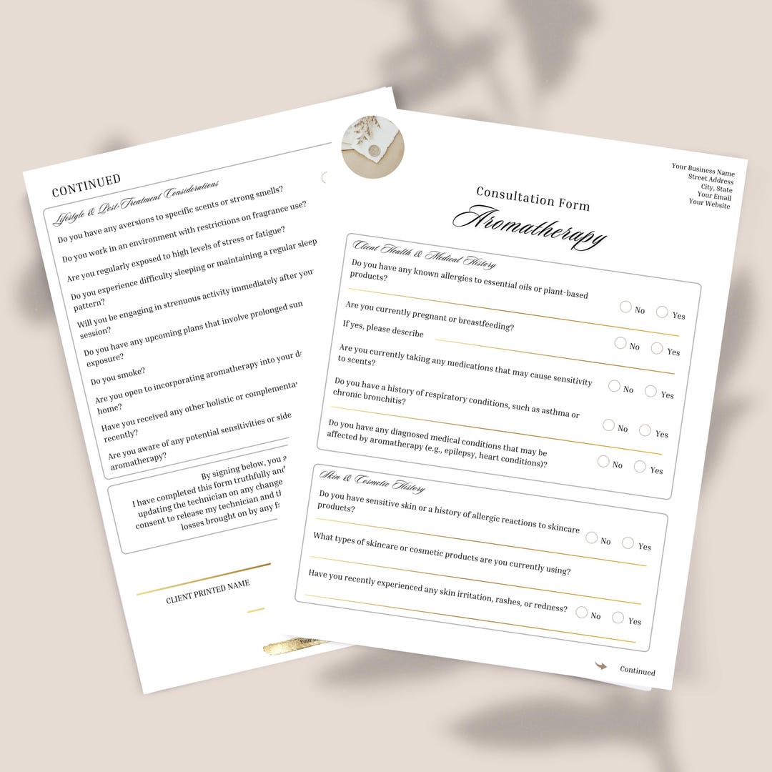 Aromatherapy Client Forms Bundle Essential Oil Consultation Pack ...