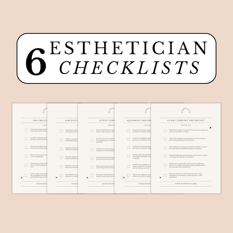 Esthetician Checklist, Printable Forms, Treatment Setup, Sanitation ...