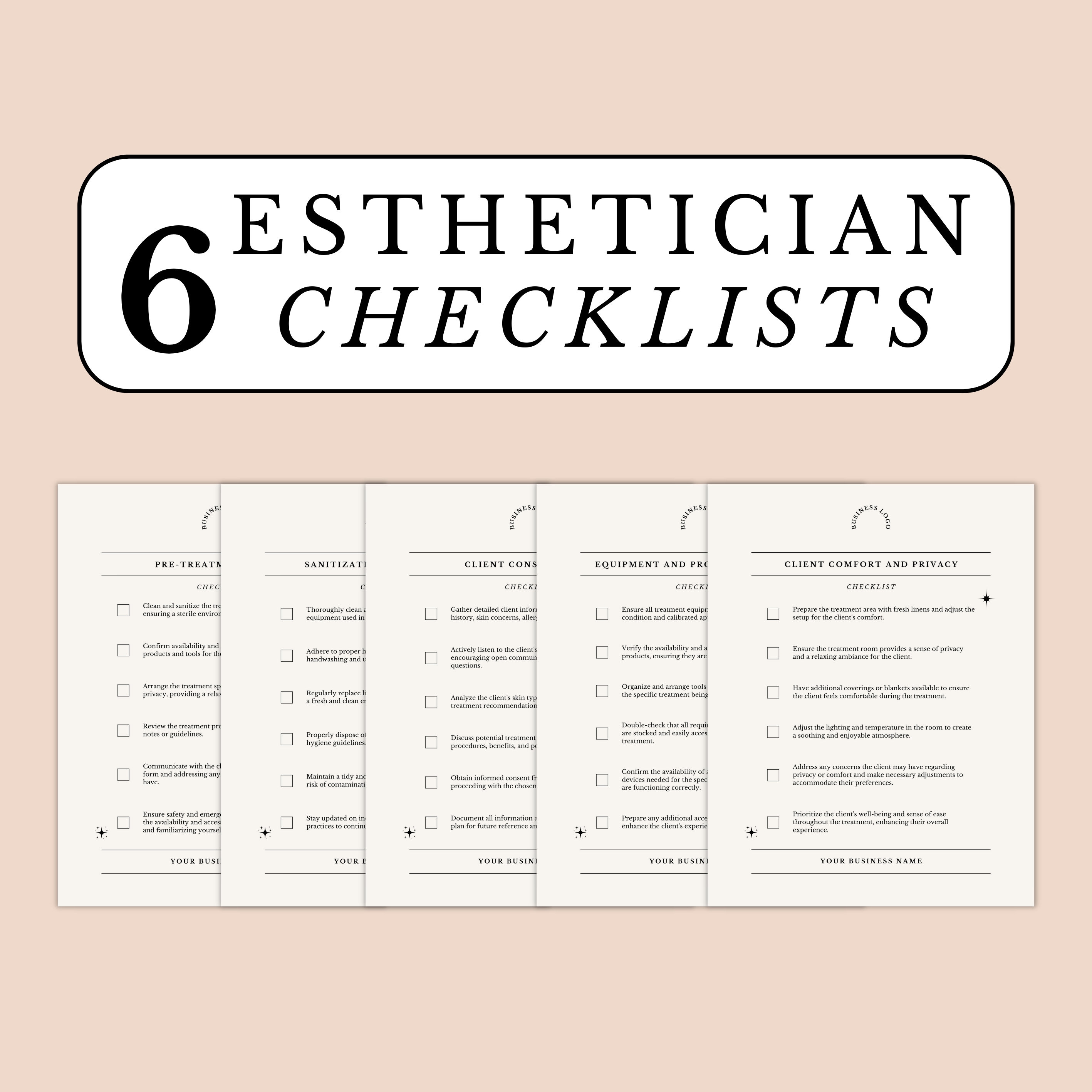 Esthetician Checklist, Printable Forms, Treatment Setup, Sanitation ...