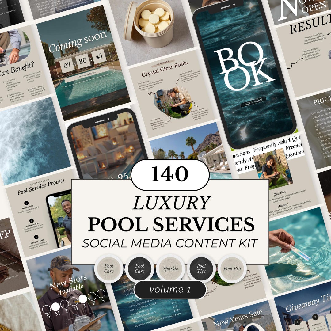 Pool Service Instagram Templates: Canva Social Media Kit (digital ...