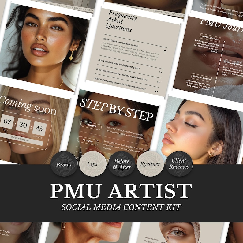PMU Instagram Templates: Lip Blush & Ombre Brows Social Media Posts ...