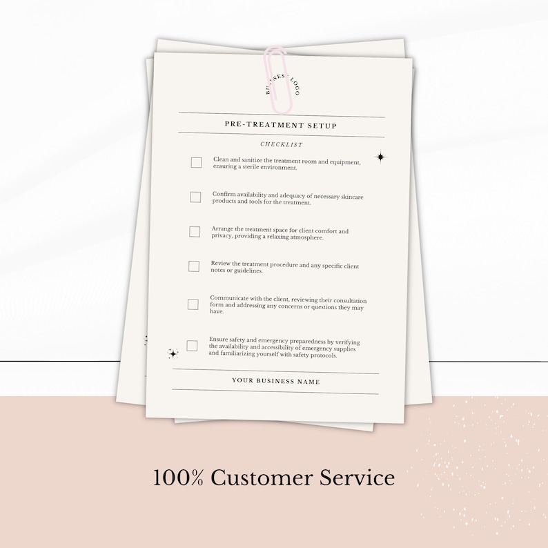 Esthetician Checklist, Printable Forms, Treatment Setup, Sanitation ...