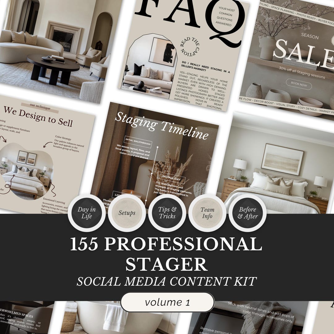 Professional Home Staging Social Media Templates | Canva Post Kit for ...