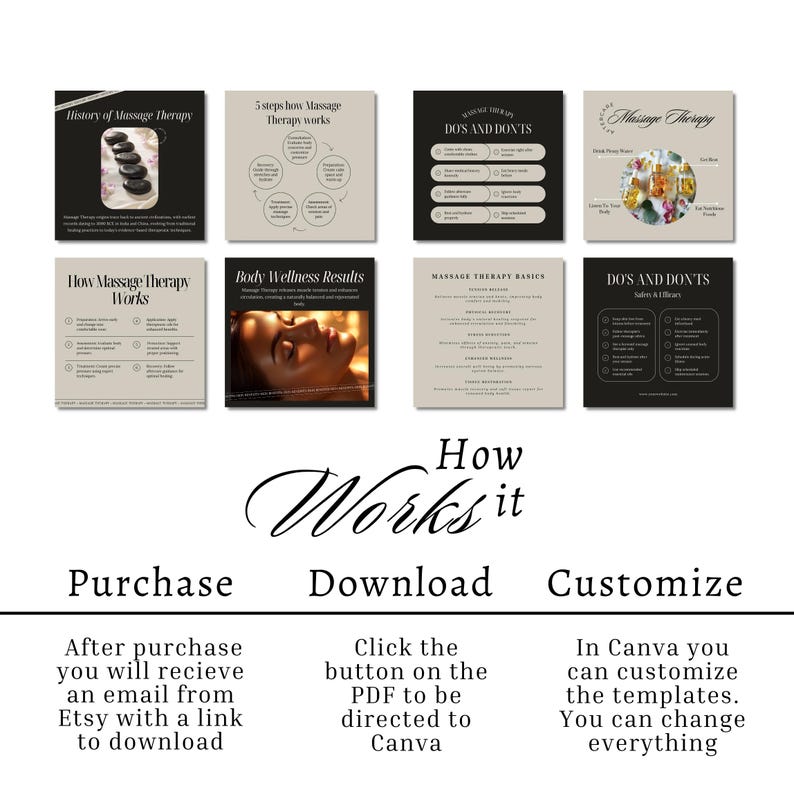 Massage Therapist Canva Templates Wellness Marketing Bundle With Posts ...
