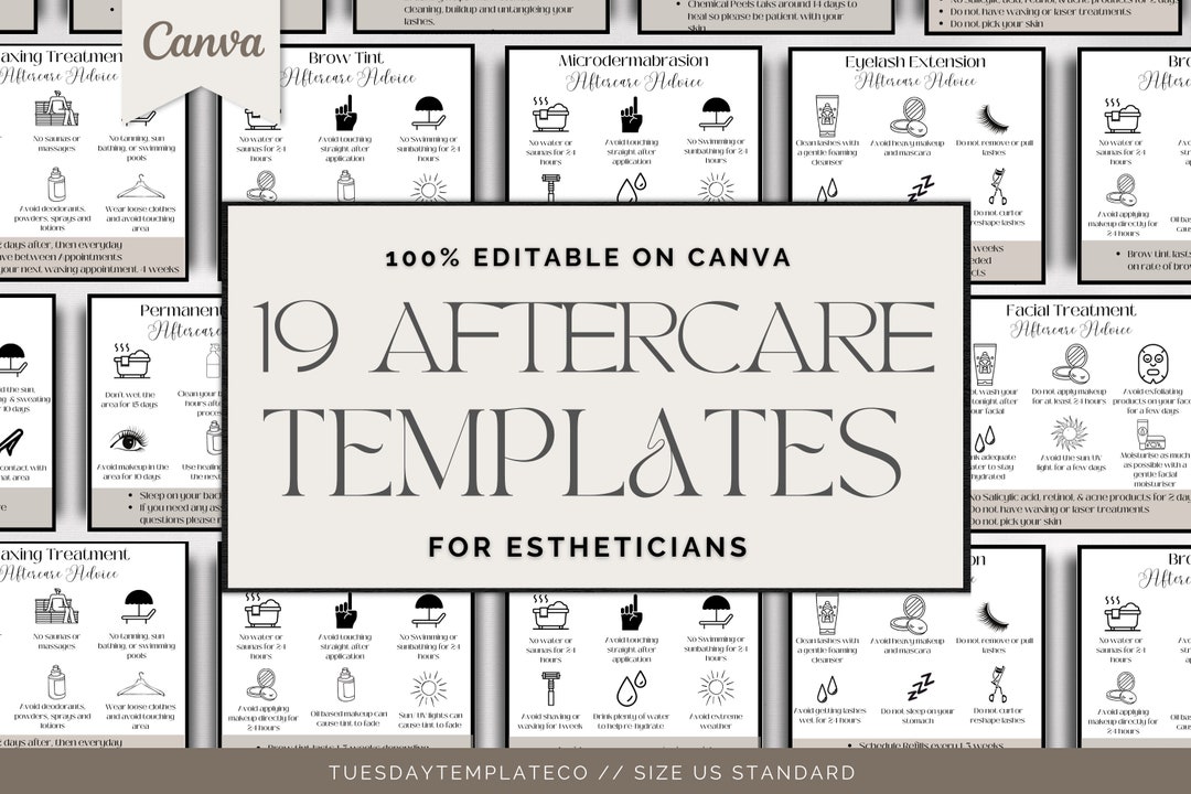 Editable Esthetician Aftercare Forms: Lash Lift, Waxing, Facial (canva ...