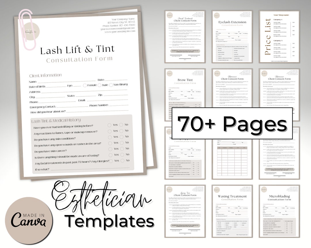 Skin Care Forms for Estheticians: Editable Spa and Salon Facial, Skin ...