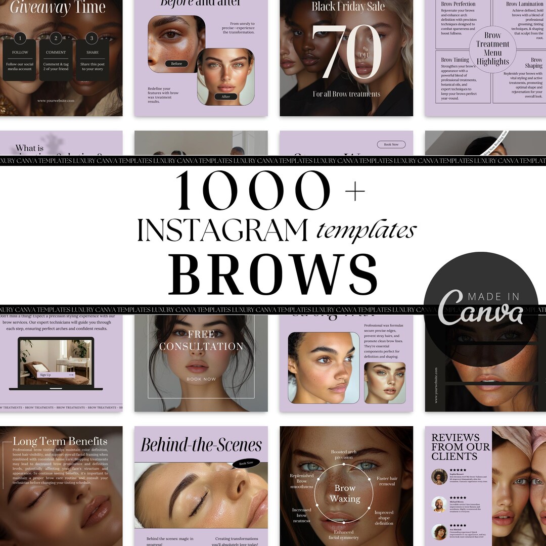 Eyebrow Wax Threading Lamination Templates for Brow Artists Instagram ...