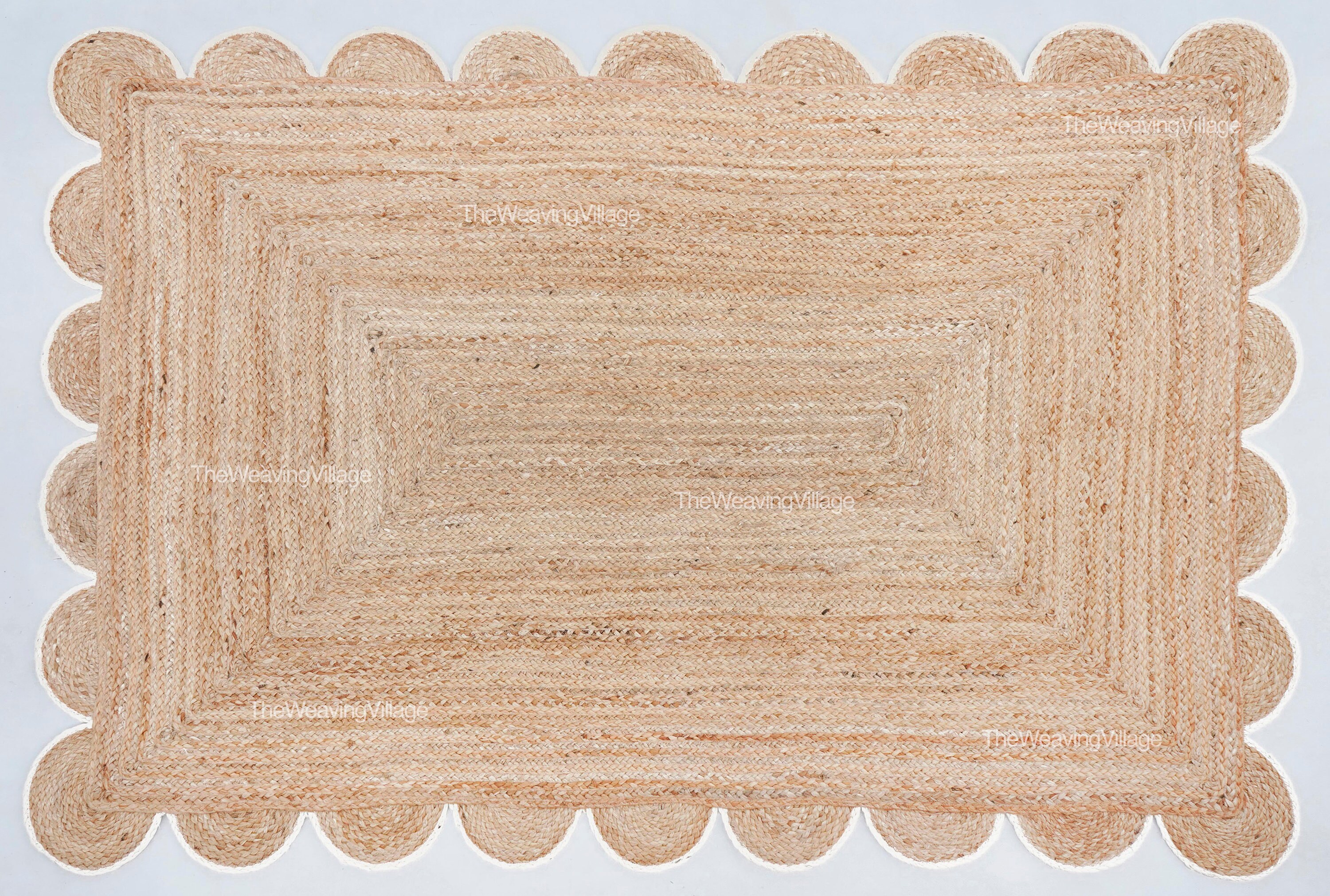 White Scallop Edge Rug, Natural Scallop Jute Rug, Rugs, Natural Rug ...