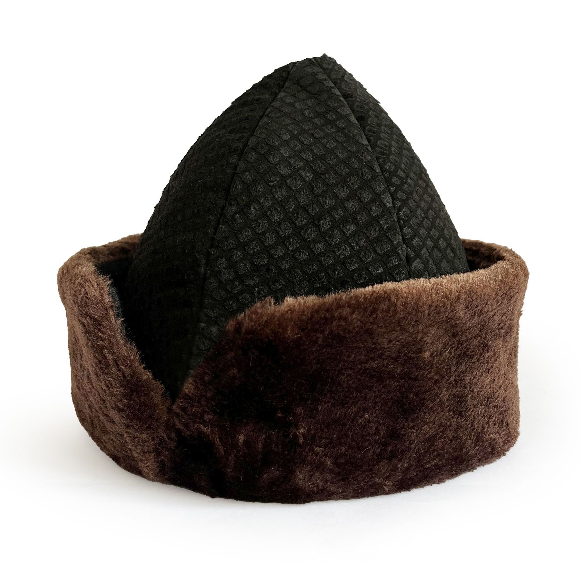 Traditional Ertugrul Gazi Börk Hat Nubuck Leather Black Patterned With ...