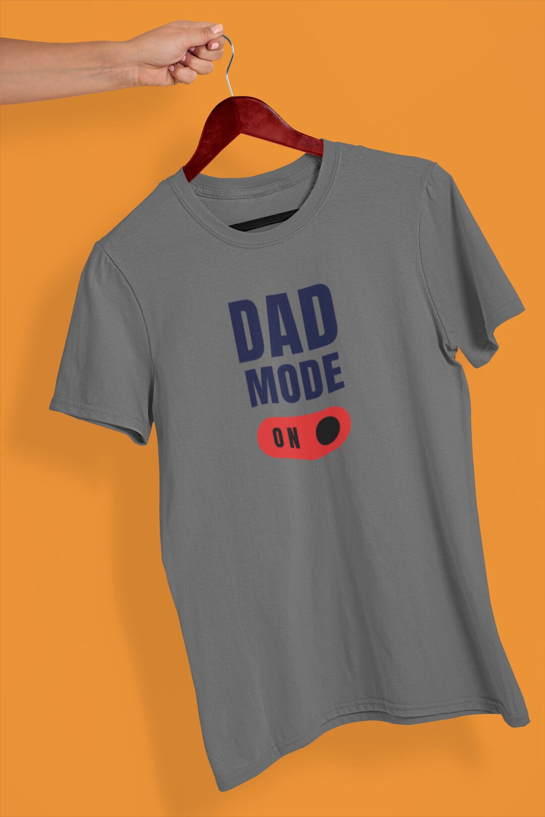 Men's Dad Mode on Father's Day Crew Neck Short Sleeve T-shirt Funny ...