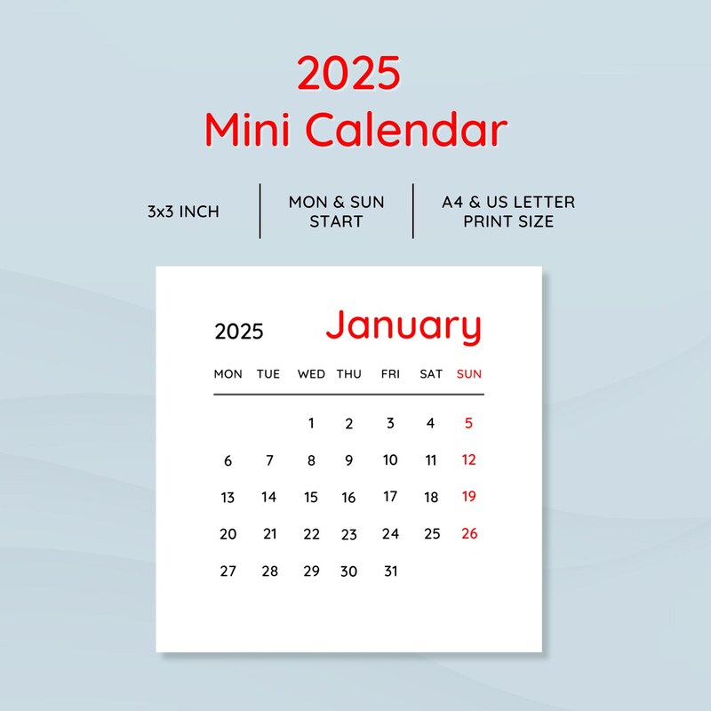 Mini Calendar - Etsy