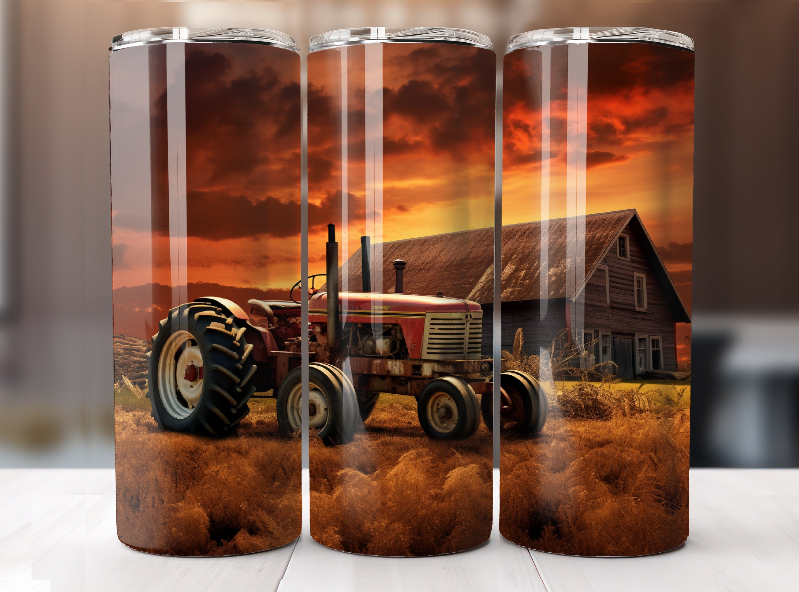 Farm Tractor Tumbler Wrap 20 Oz Skinny Tumbler Sublimation Design ...