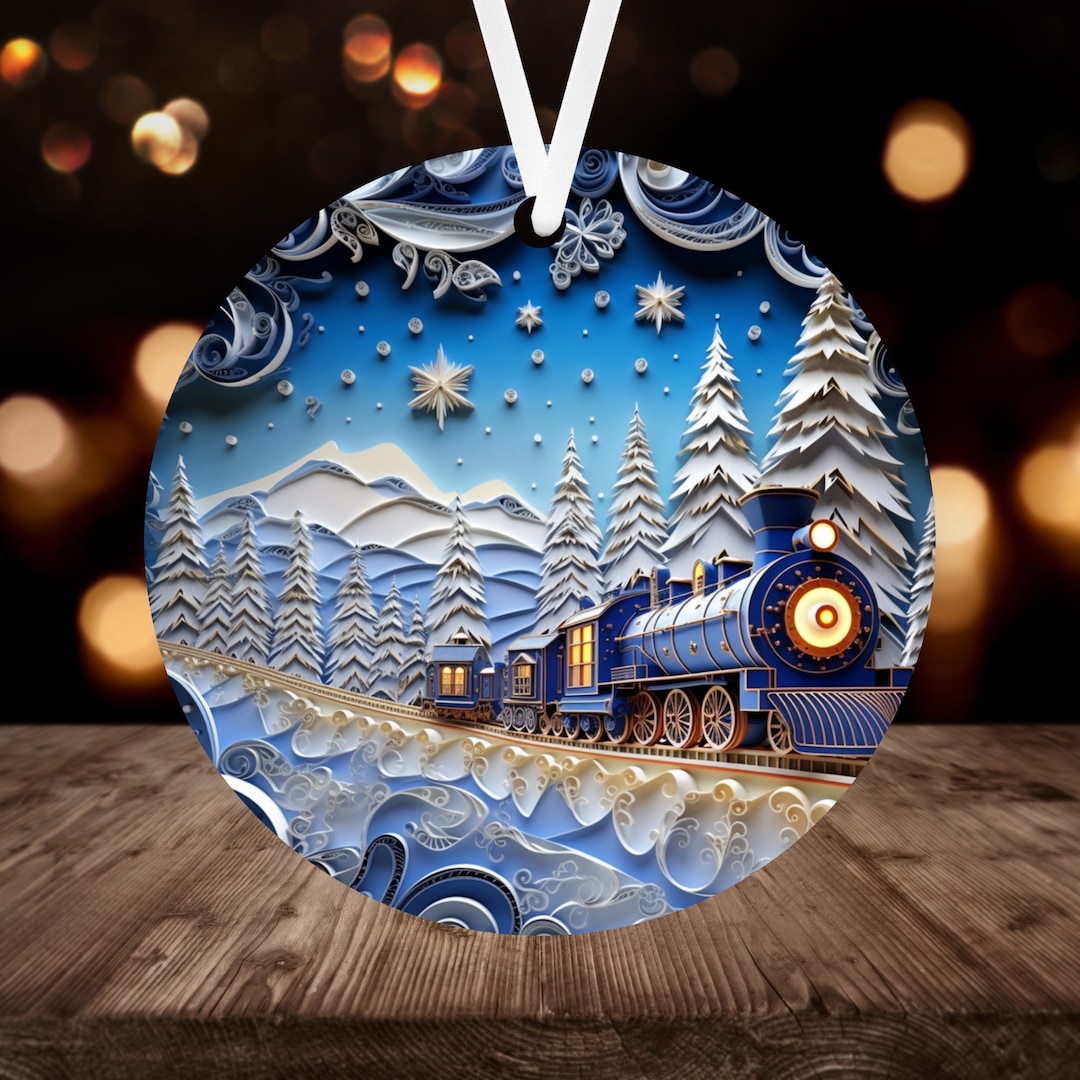 3D Blue Train Ornament Sublimation PNG, 300 Dpi, Instant Digital ...