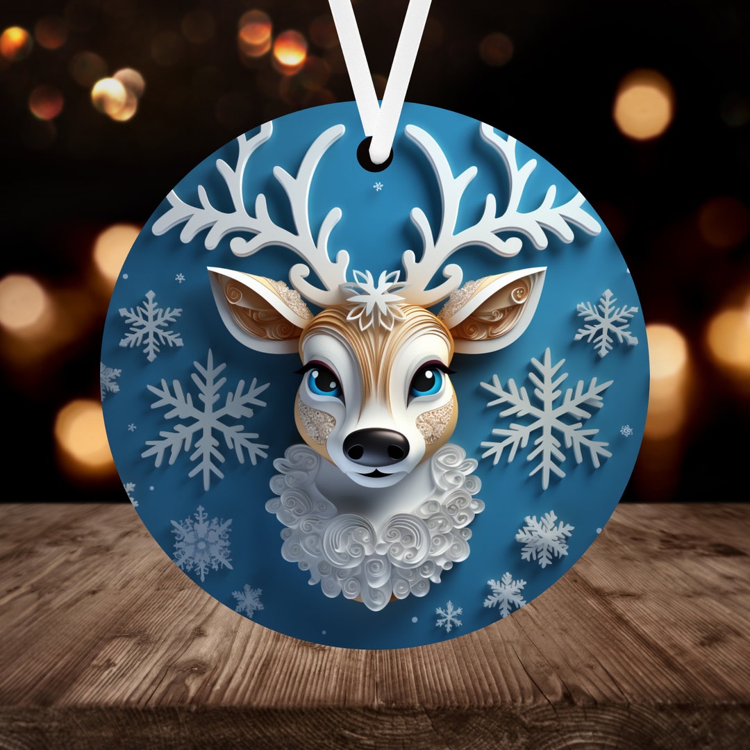 3D Blue Reindeer Ornament Sublimation PNG, 300 Dpi, Instant Digital ...