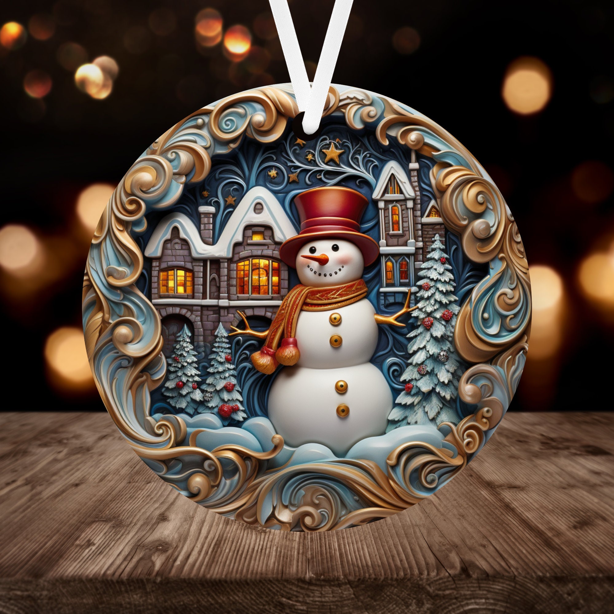 3D Snowman Christmas Ornament Sublimation PNG, Instant Digital Download ...