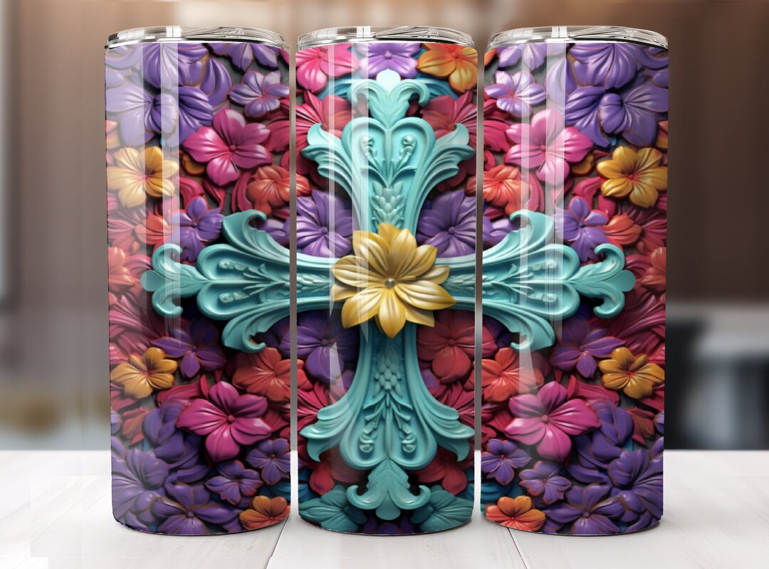 3d Tumbler Wrap Christian Cross 20 Oz Skinny Tumbler Sublimation Design ...