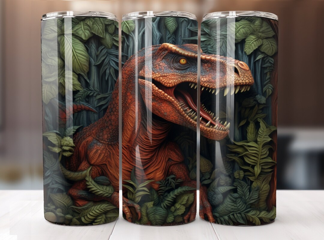 3D T-rex Tumbler Wrap, 20 Oz Skinny Tumbler Sublimation Design, Instant ...