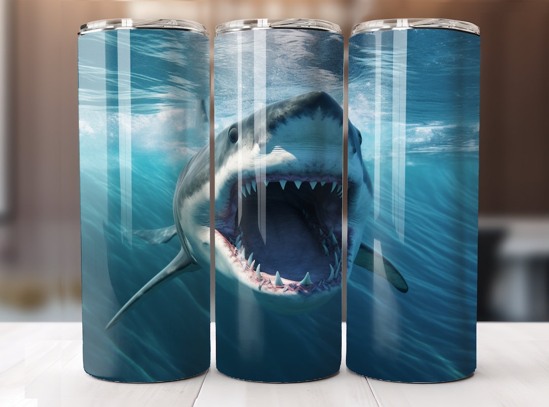 Great White Shark 20oz Skinny Tumbler Ocean PNG Sublimation Design ...