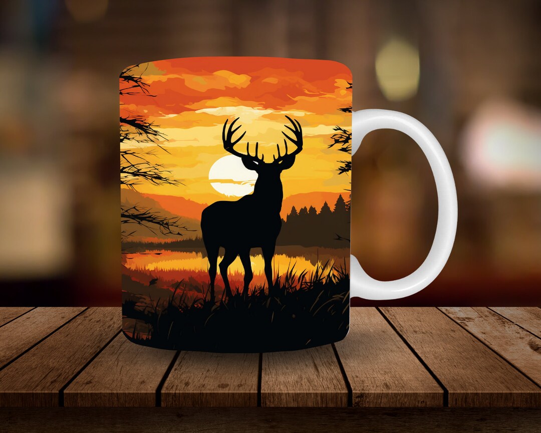 Deer Mug Sublimation 11oz, 15oz Mug Sublimation Wrap, Digital Download ...
