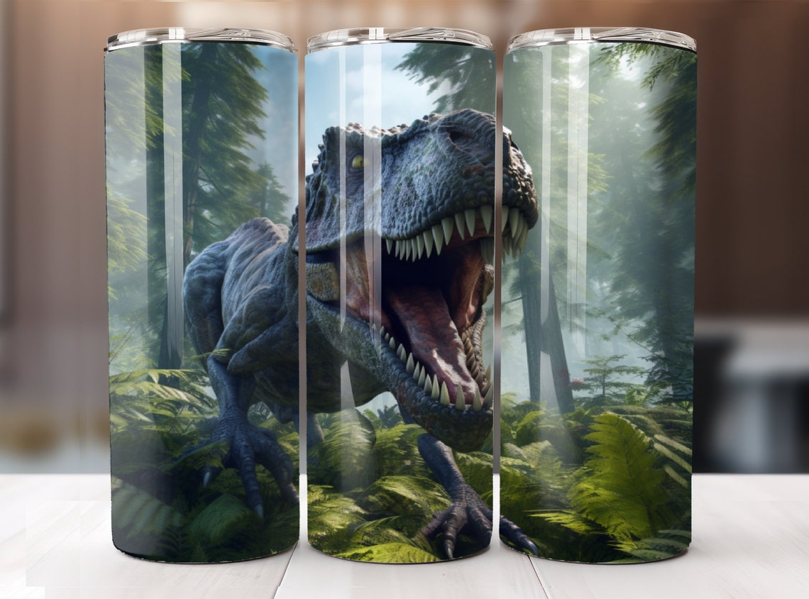 T-rex Tumbler Wrap, 20 Oz Skinny Tumbler Sublimation Design, Instant ...