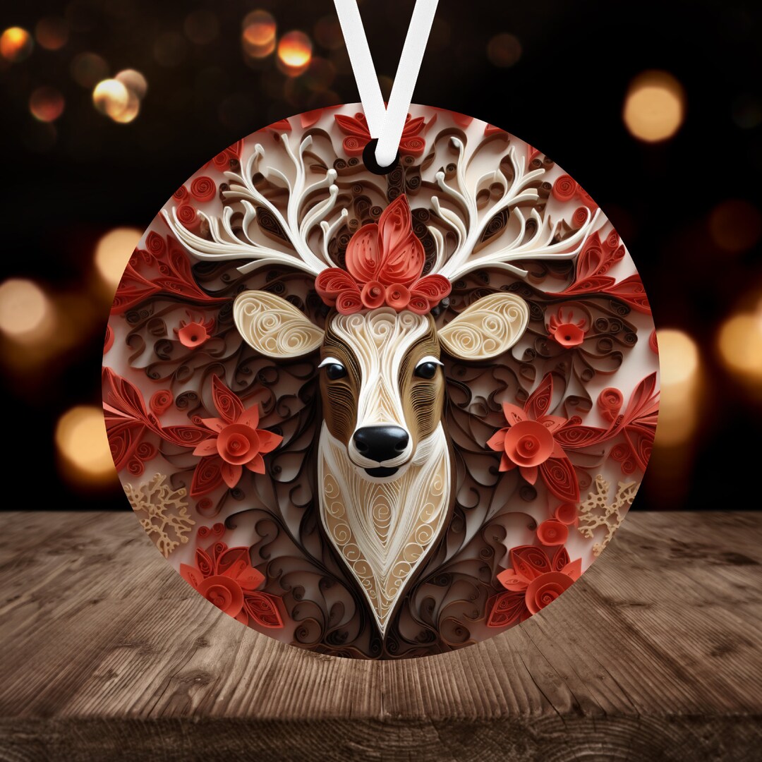 3D Reindeer Ornament Sublimation PNG, 300 Dpi, Instant Digital Download ...