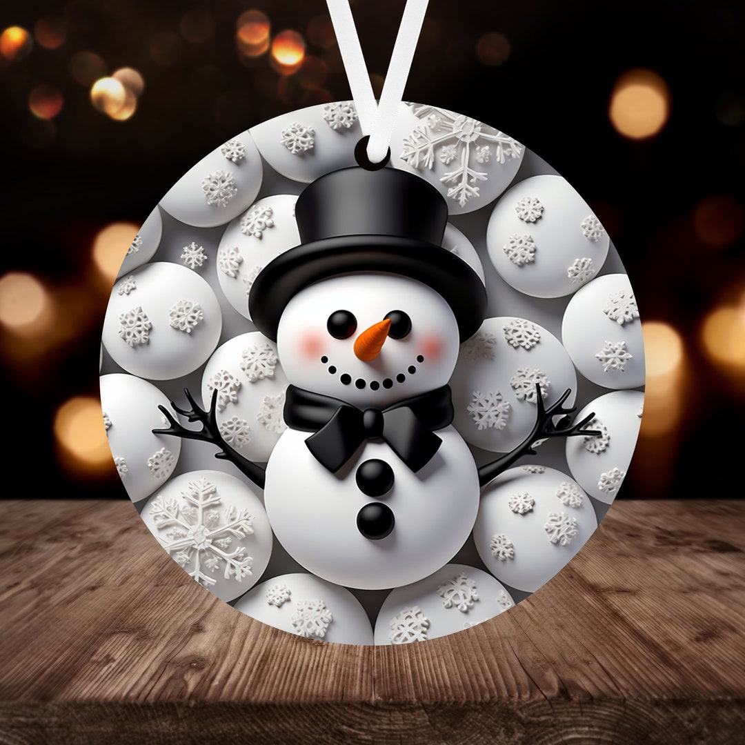 3D Snowman Christmas Ornament Sublimation PNG, Instant Digital Download ...