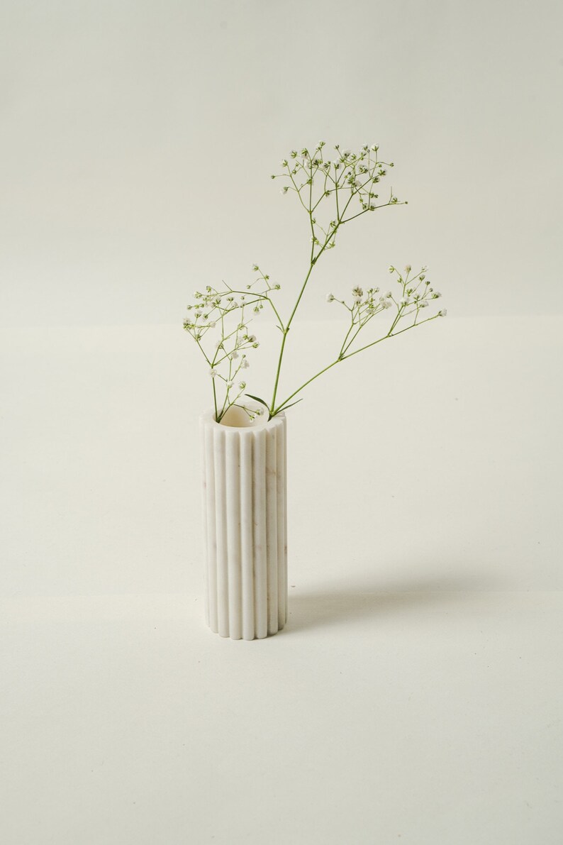Marble Ribbed Flower Vase Marble Objects for Home Interiors - Etsy