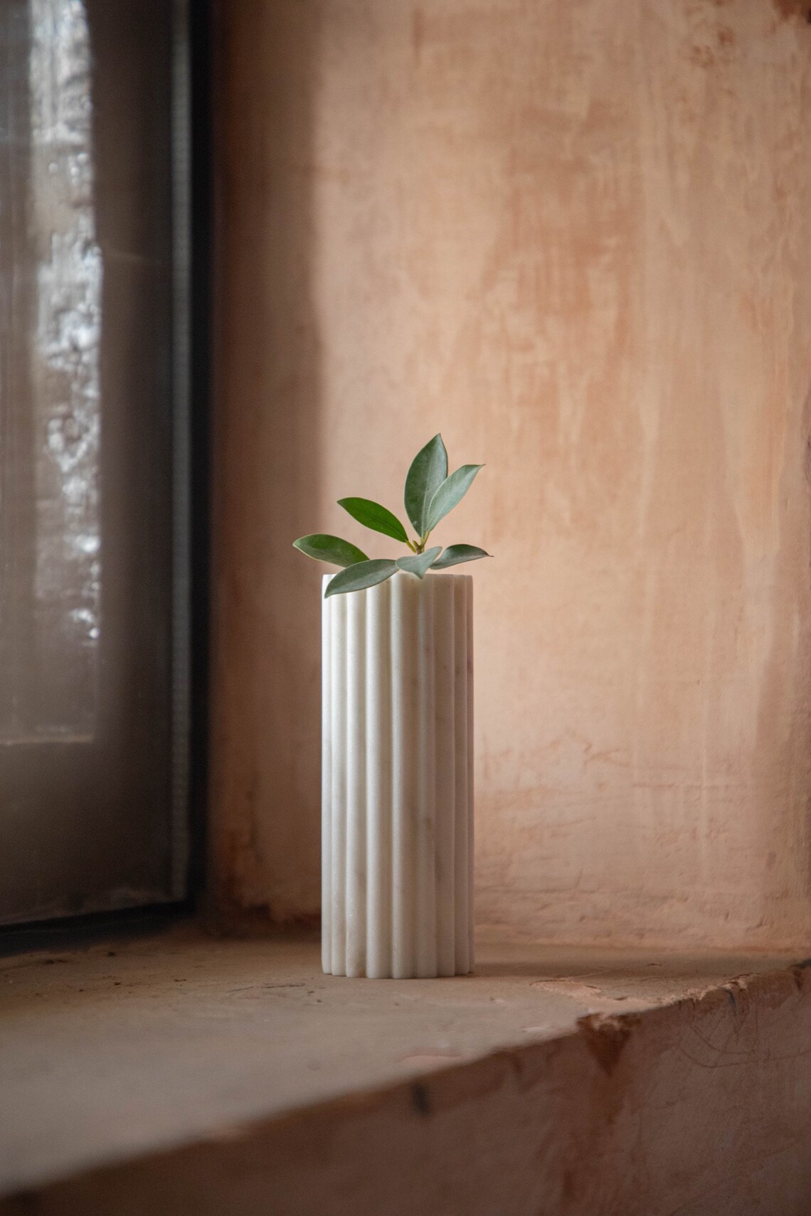 Marble Ribbed Flower Vase Marble Objects for Home Interiors - Etsy