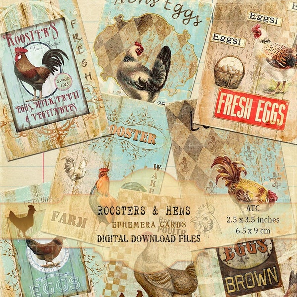 Roosters and Hens - Etsy