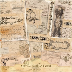 Neutral Parisian Papers, French Receipt Papers, French Ornamental Junk ...