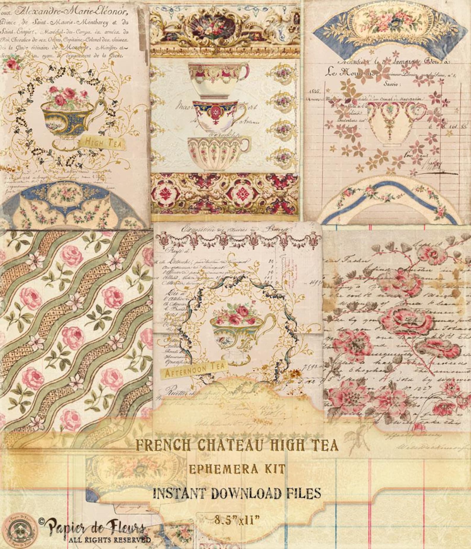 French Chateau High Tea Journal Kit, French Shabby Chic Tea Time ...