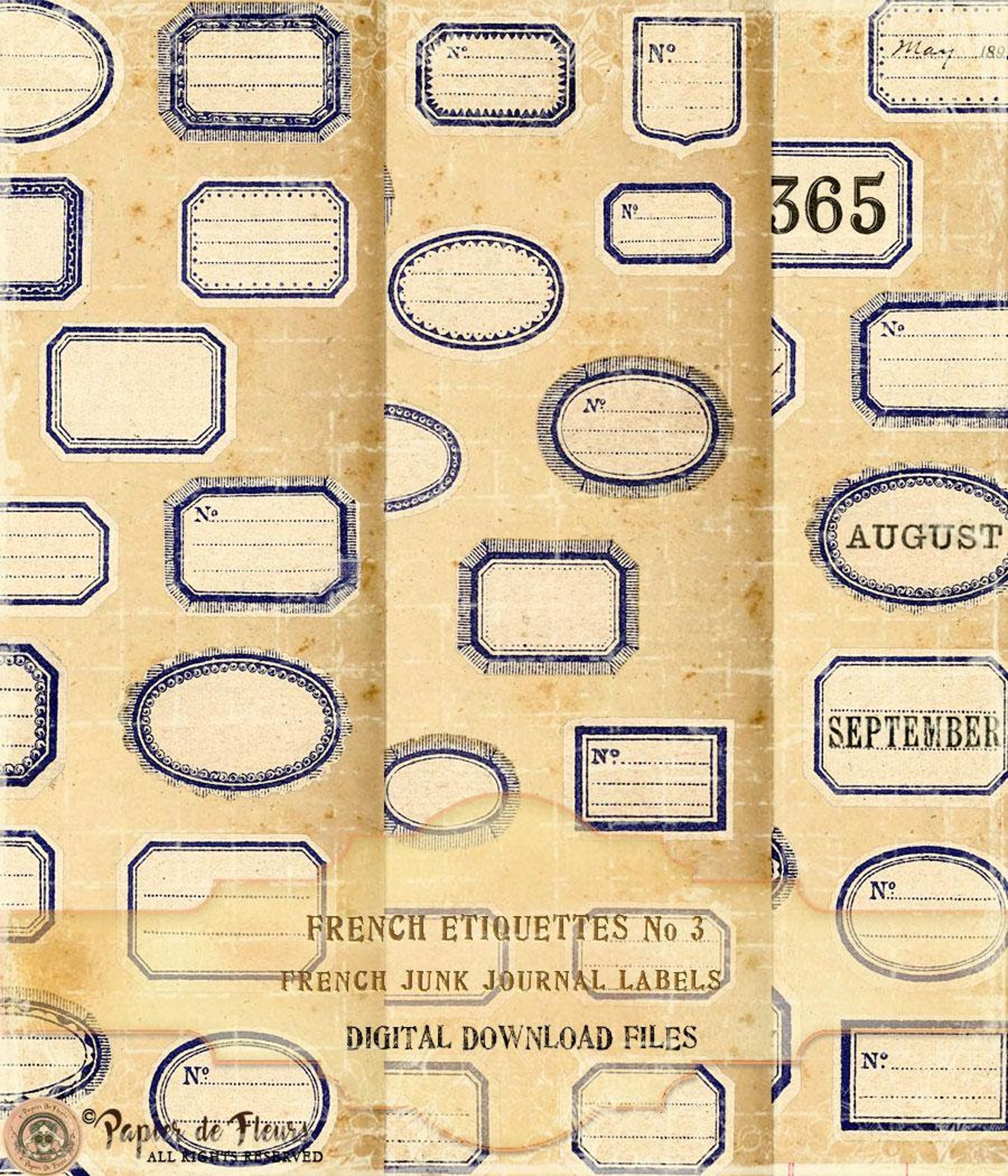 Specimen Etiquettes, Vintage Specimen Labels, Blue Signs No 3, Junk ...