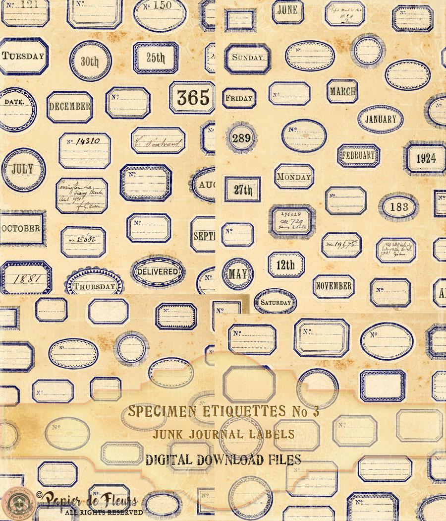 Specimen Etiquettes, Vintage Specimen Labels, Blue Signs No 3, Junk ...