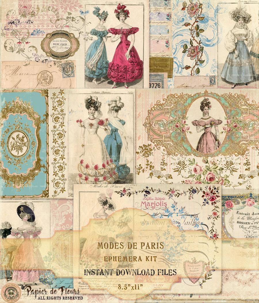 French Ephemera Kit: Modes De Paris, Vintage Journal Papers (digital ...