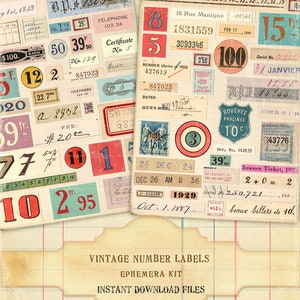 Vintage Number Ephemera Labels, Collage Sheet (digital Download) - Etsy