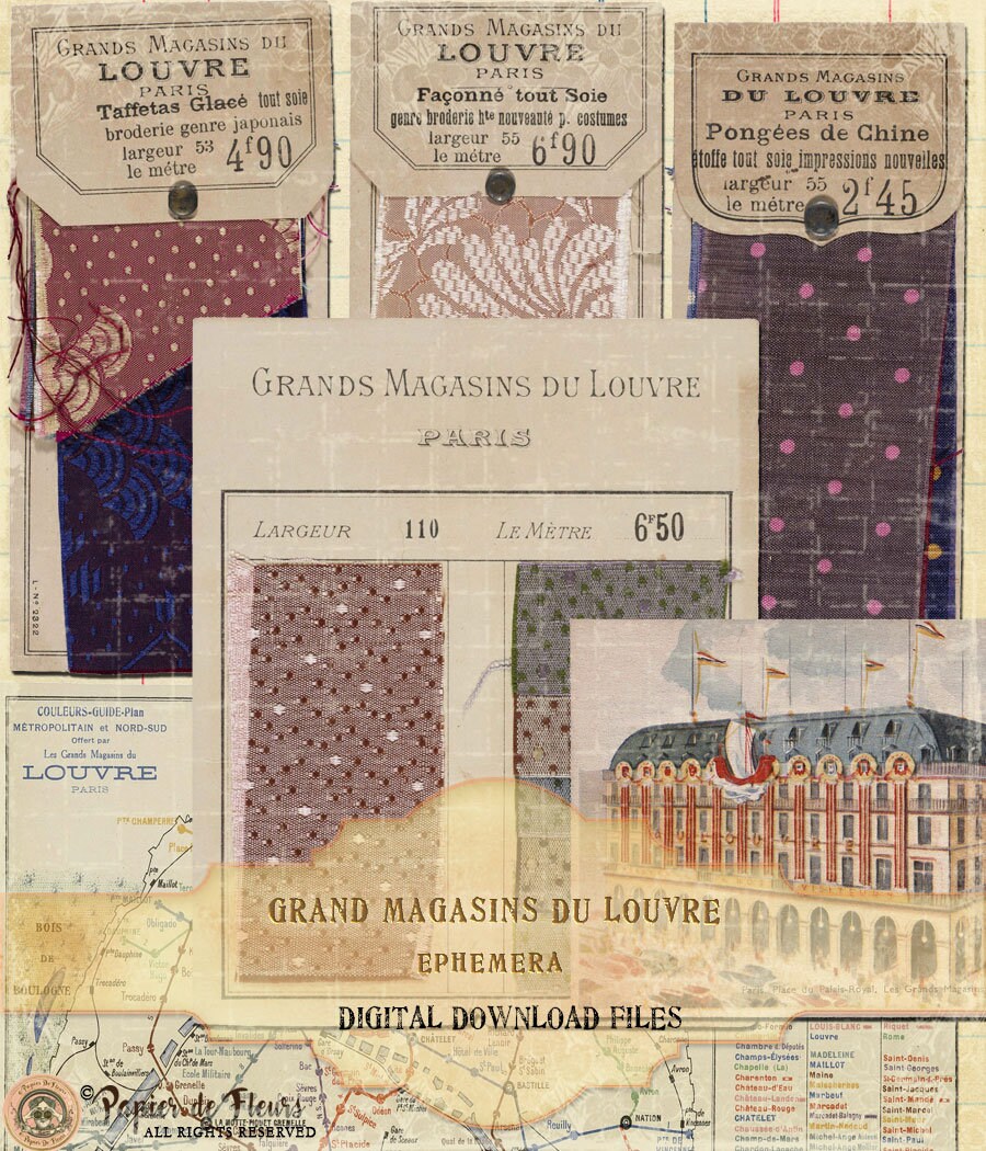 Vintage French Haberdashery, Grand Magasins Du LOUVRE French Ephemera ...