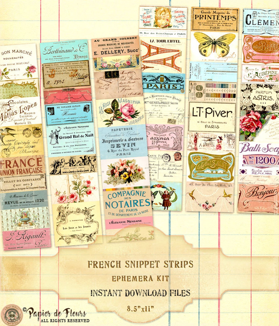 French Snippet Strips, Petit Paper Strips, French Paper Strips ...