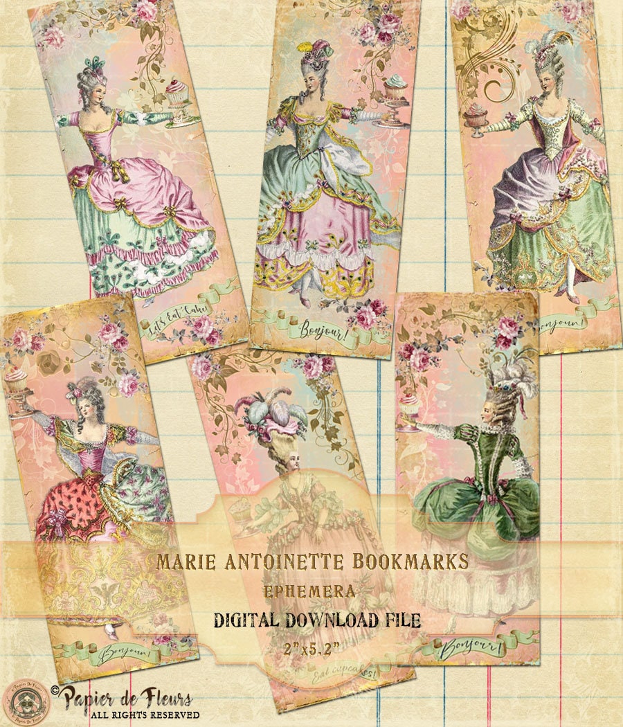 Marie Antoinette Bookmarks, French Shabby Chic Tags, French Eat Cake ...