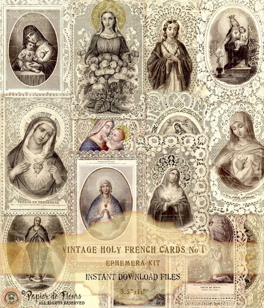 French Holy Cards, Antique French Guardian Angel Lace Cards, Holy ...