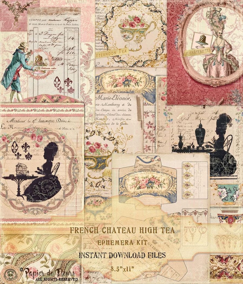 French Chateau High Tea Journal Kit, French Shabby Chic Tea Time ...