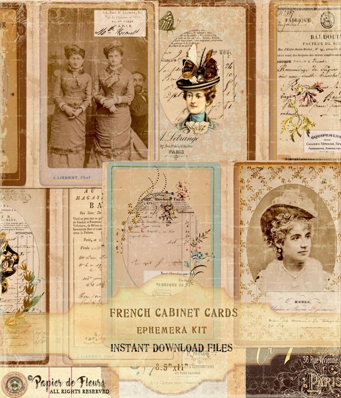 French Cabinet Cards, French Ephemera Cabinet Cards, Antique French ...