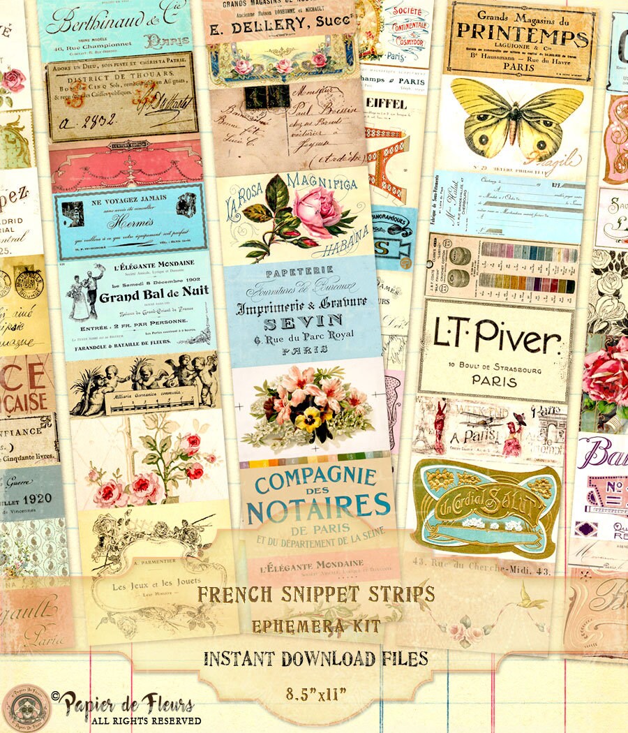 French Snippet Strips, Petit Paper Strips, French Paper Strips ...