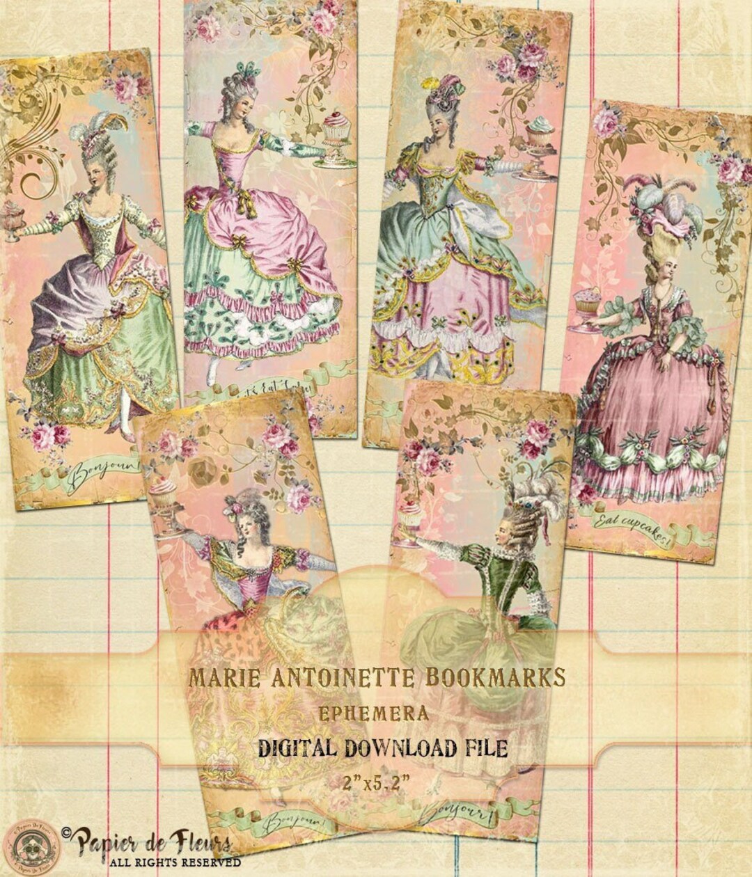 Marie Antoinette Bookmarks, French Shabby Chic Tags, French Eat Cake ...