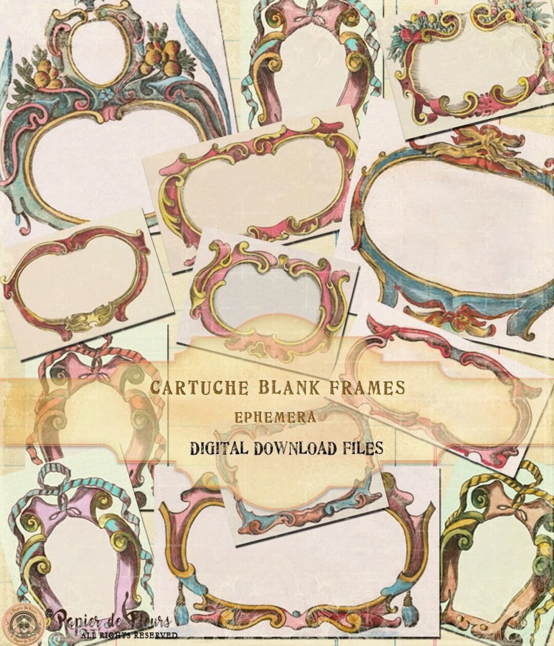 Victorian Cartouche Label Frames: Junk Journal Ephemera (digital Files ...