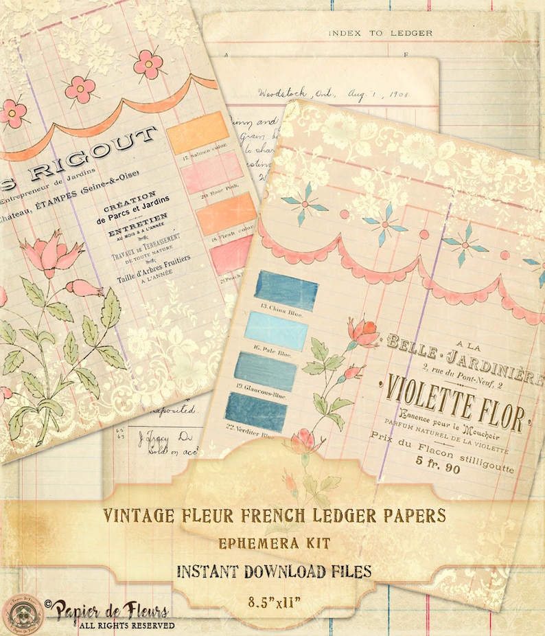 Fleur French Journaling Kit, Belle Jardiniere Antique Embroidery French ...