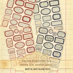 French Etiquettes, French Blue & Red Signs No 2, Vintage French Labels ...