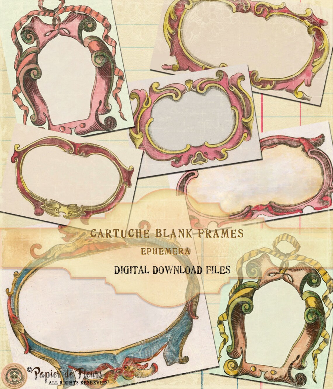 Victorian Cartouche Label Frames: Junk Journal Ephemera (digital Files ...