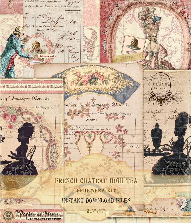 French Chateau High Tea Journal Kit, French Shabby Chic Tea Time ...