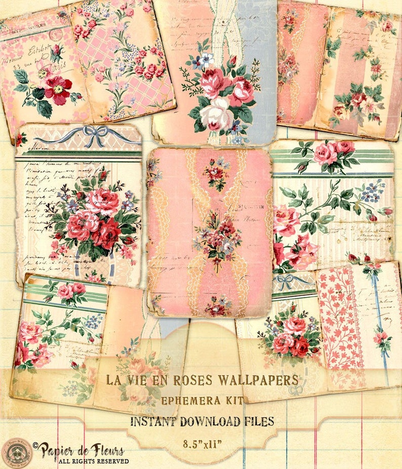 La Vie En Roses Wallpapers Ephemera Kit, Roses Wallpapers, Floral ...